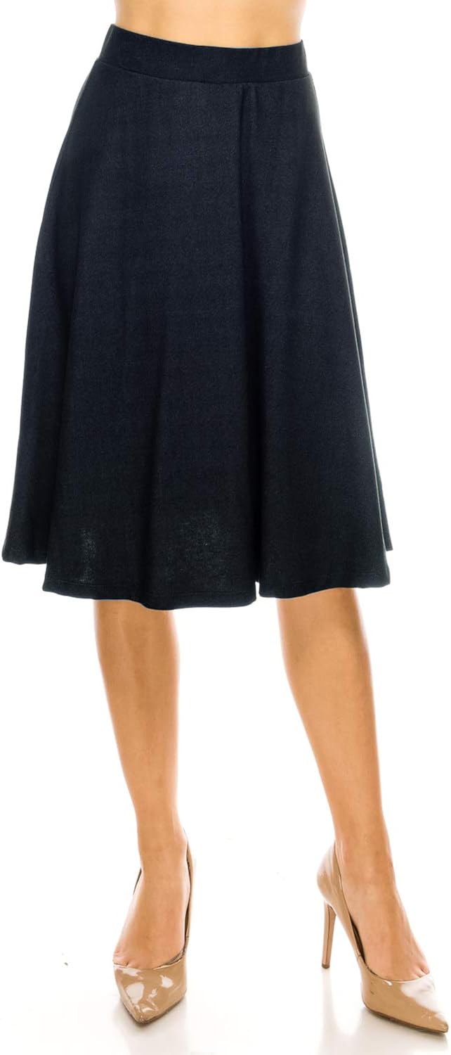 MoDDeals - Gonna Svasata da Donna, in Tinta Unita, con Motivo Floreale ...