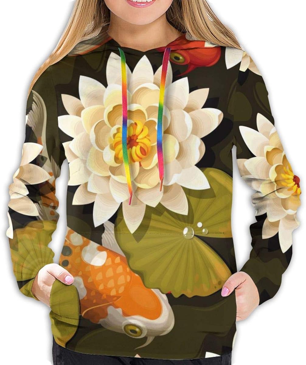 Amazon.com: Japanese Koi Fish Women's Pullover Hooded Sweatshirt: Clothing