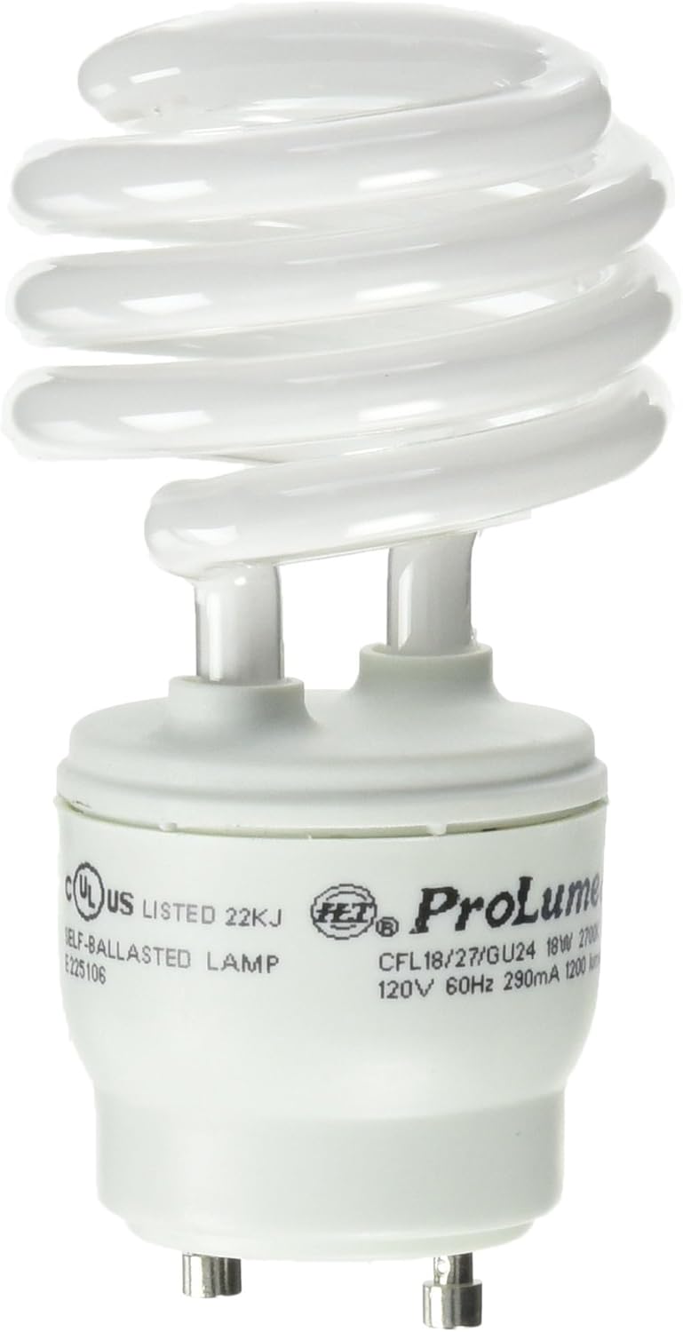 ProLume Prolumeme CFL18/27/GU24 46512 18W T2 Spiral 2700K GU24, 1 Piece ...