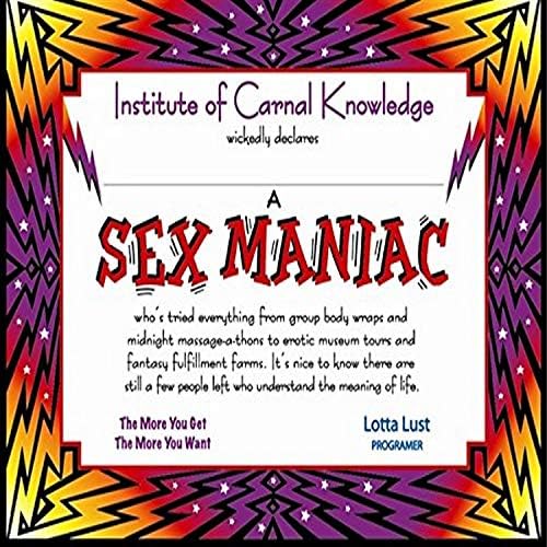 Beistle Sex Maniac Certificate 5 X 7 6 Certificates In Package