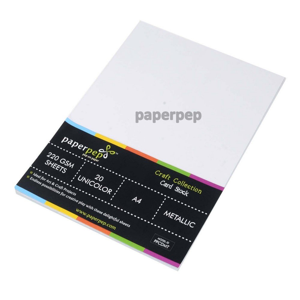 Paper Pep Craft Collection Card Stock Metallic A4 220GSM 2 Packs of 20 ...