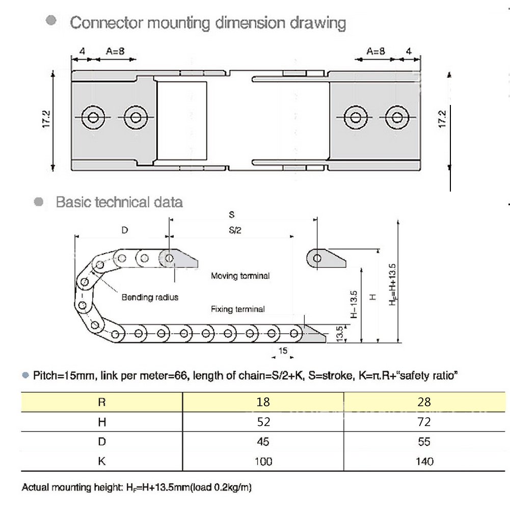 1000mm Long Black Nylon Cable Drag Chain Wire Carrier for 3D Printer ...