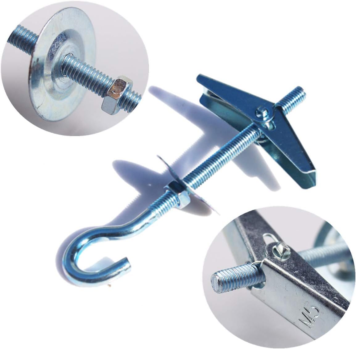 12 Pcs Ceiling Hooks Carbon Steel Plasterboard Ceiling Wall Spring Toggle Hook for Plasterboard ...