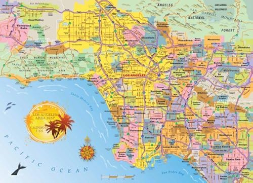 Los Angeles Area Map Jigsaw Puzzle - 1000 Piece - Map of The LA Metro ...