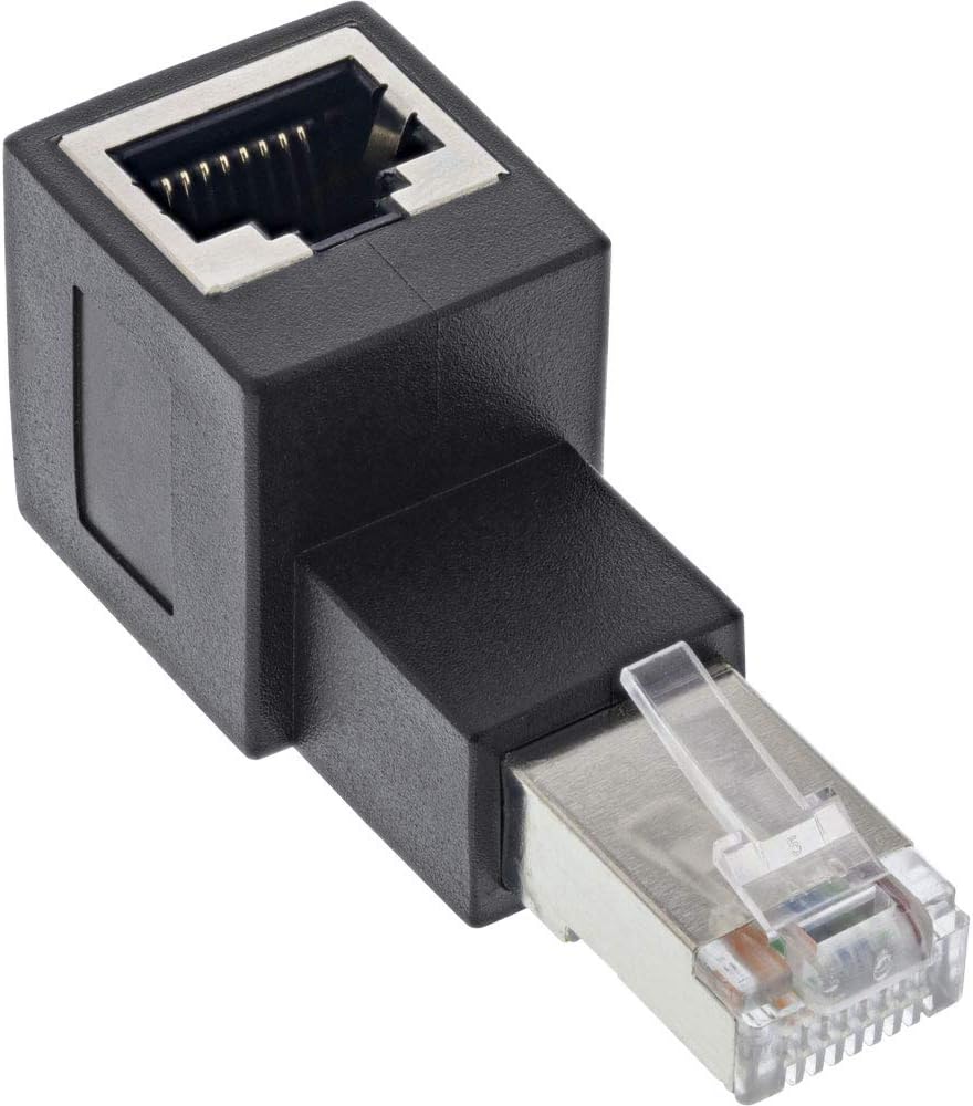 InLine® RJ45 Adapter Cat.6A, RJ45 Male/Female, 90° Upwards Angled ...
