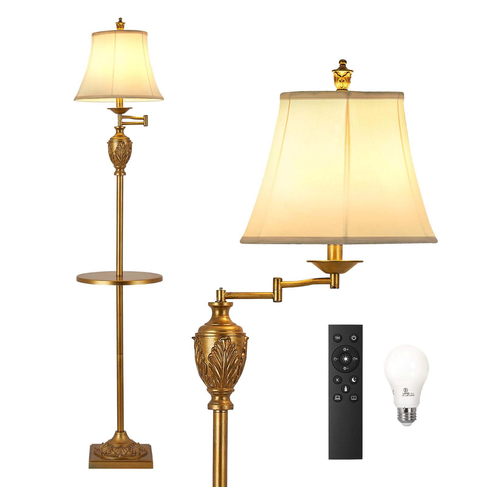 Traditional LED Floor Lamp with 350° Adjustable Swing Arm Lamp ...