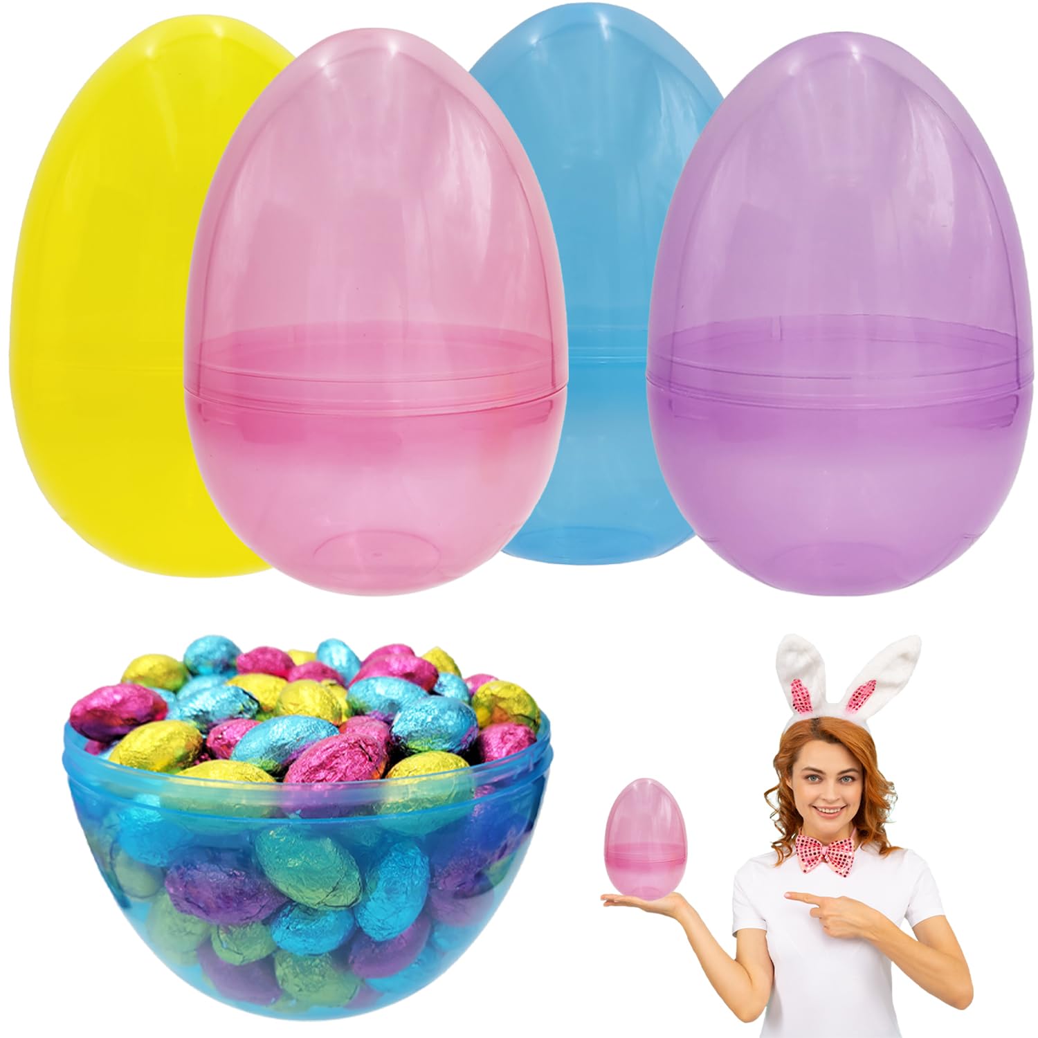 The Dreidel Company Massive Translucent Fillable Easter Eggs Colorful ...