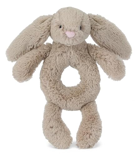 Jellycat Bashful Beige Bunny Stuffed Animal Ring Rattle, 7 inches ...