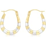 Carissima Gold 9ct 2 Colour Gold Heart Creole Earrings: Amazon.co.uk ...