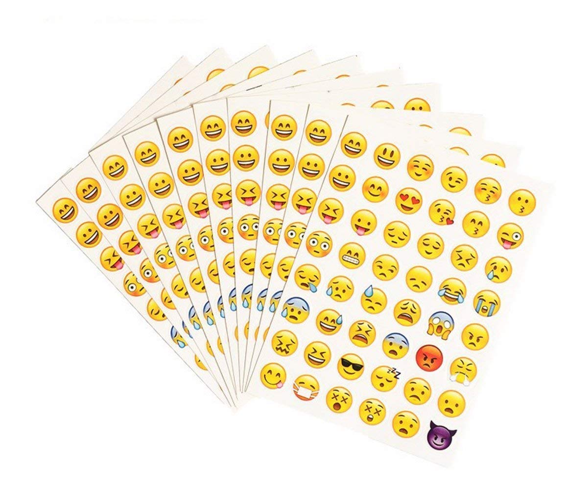 Haptime 20 Sheets Popular Emoji Stickers Cute 48 Different Emoticon ...