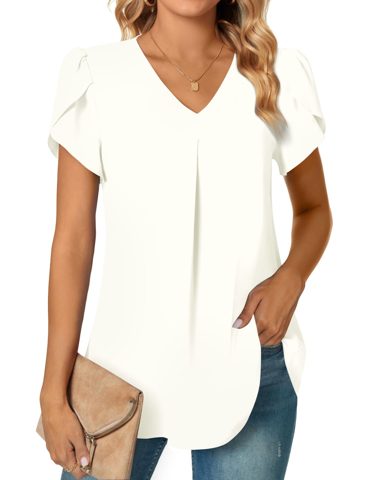 Anyally Women's Plus Size Summer Tunic Tops Dressy Casual Chiffon ...