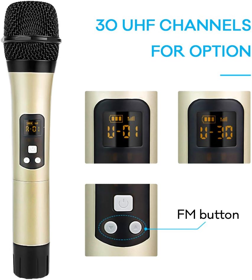 Wireless Microphone, Handheld 30 Channel Portable UHF Microphone System ...