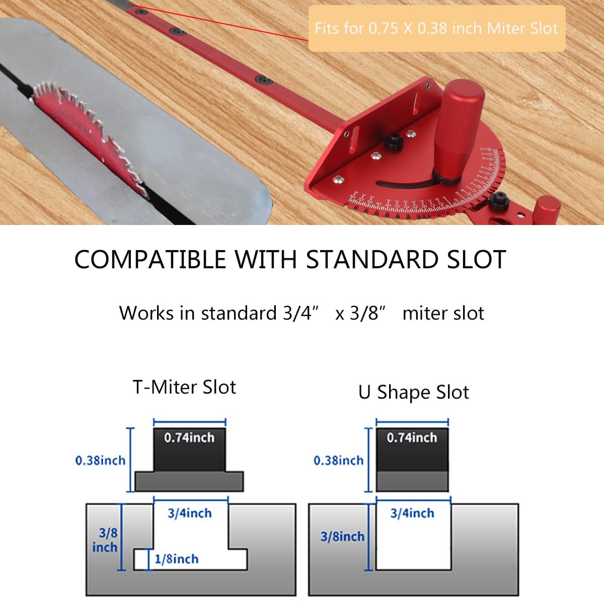 Mua JCFANTS Table Saw Miter Gauge with Aluminum Miter Bar, Standard ...