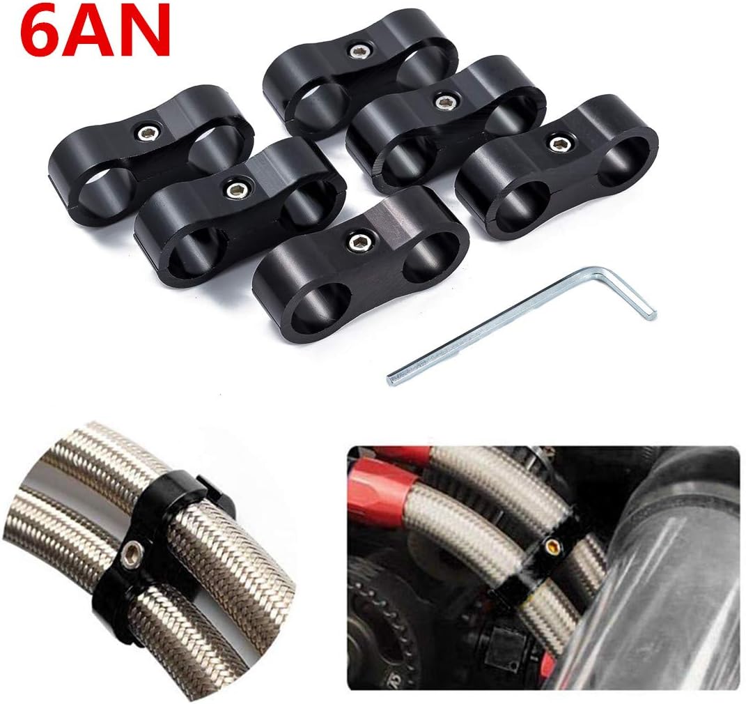Amazon.com: UNENDA Black Hose Separator Clamp Aluminum 6AN 6PCS ...
