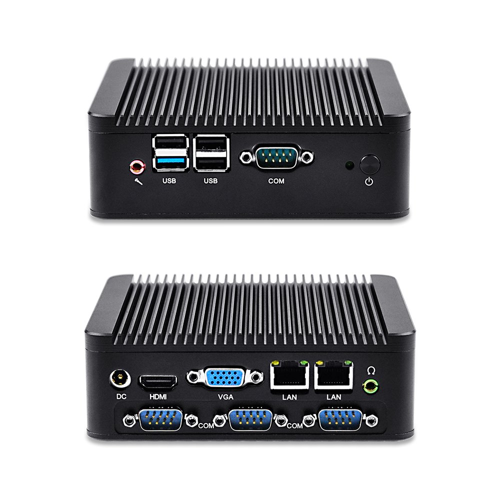 Fanless Mini Industrial PC with Intel Celeron j1900 Quad Core Processor Barebone USB RS232(4GB ...