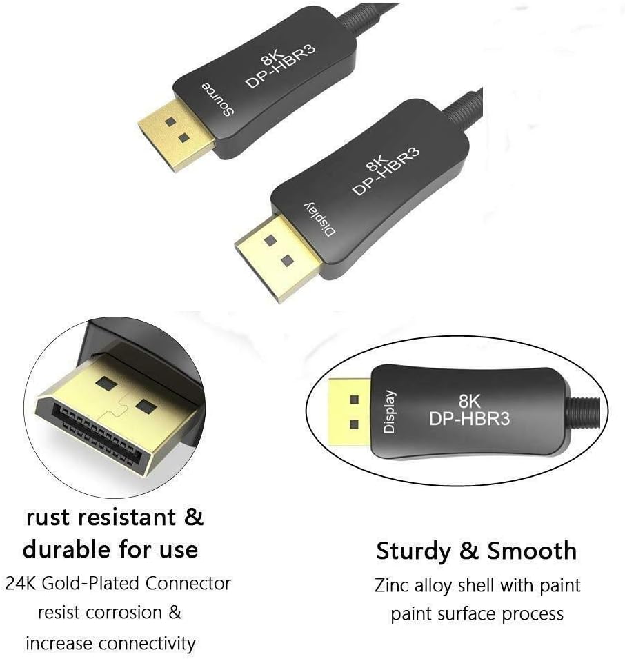 5m Optical Fiber 8K 4K DisplayPort Cable DP1.4 8K@60Hz HighSpeed 32 ...