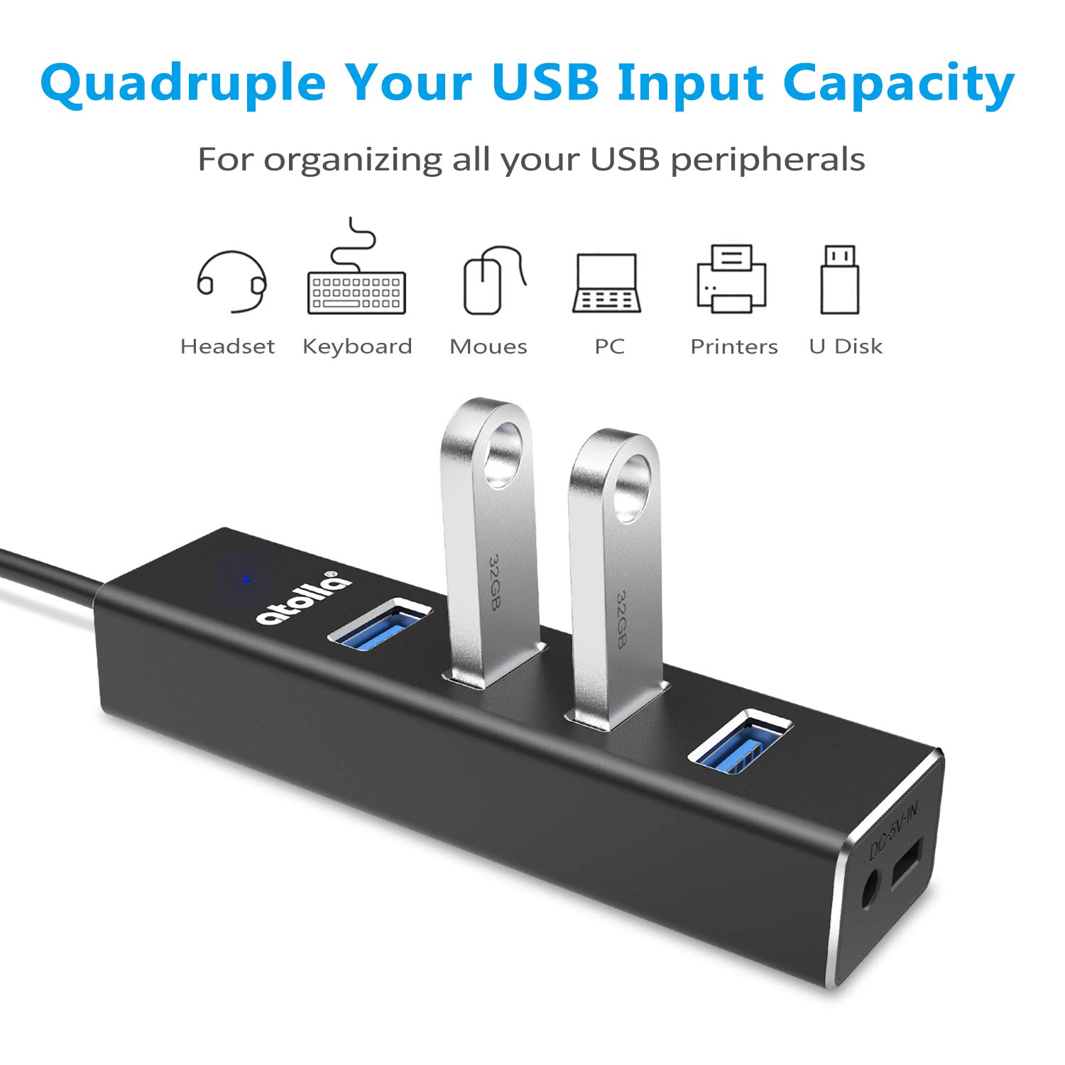 Mua USB Hub, Atolla USB 3.0 Hub 4 Port Extender [Aluminum Shell] Slim ...