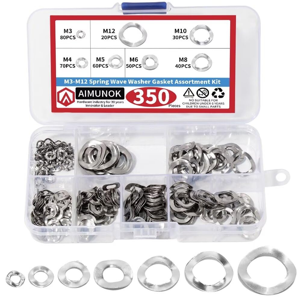 Mua 350PCS Spring Wave Washer Gasket Assortment Kit, M3 M4 M5 M6 M8 M10 ...