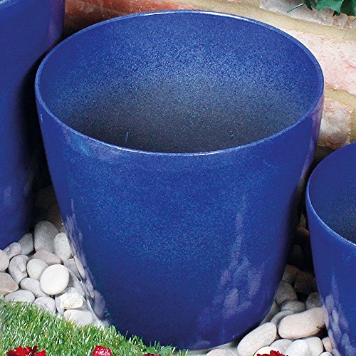 Medium Ceramic Lightweight Blue Glazed Flower Pot: Amazon.co.uk: Garden ...