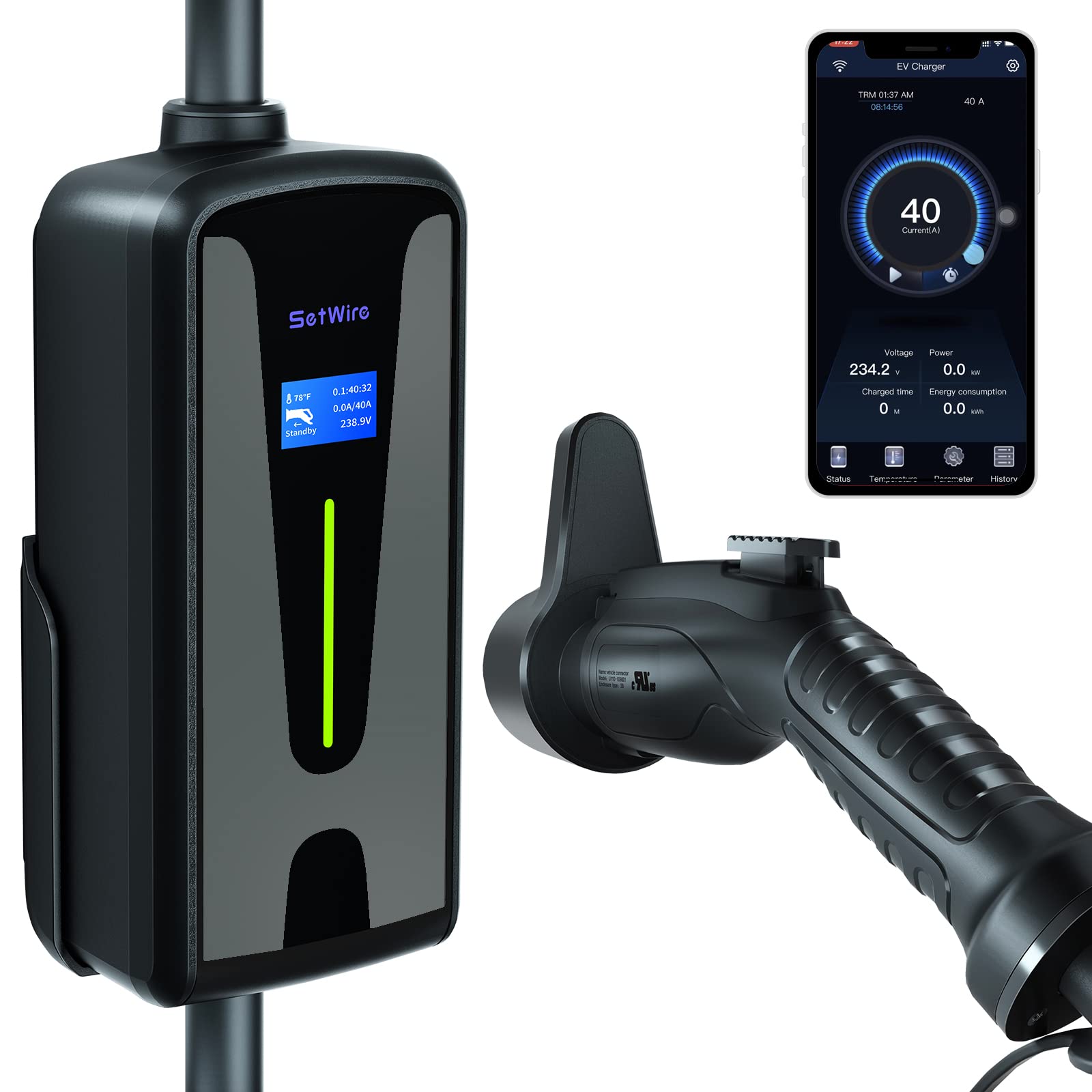 Mua SetWire Level 2 EV Charger, 40 Amp Smart WiFi, 2 in 1 Wall Mount ...