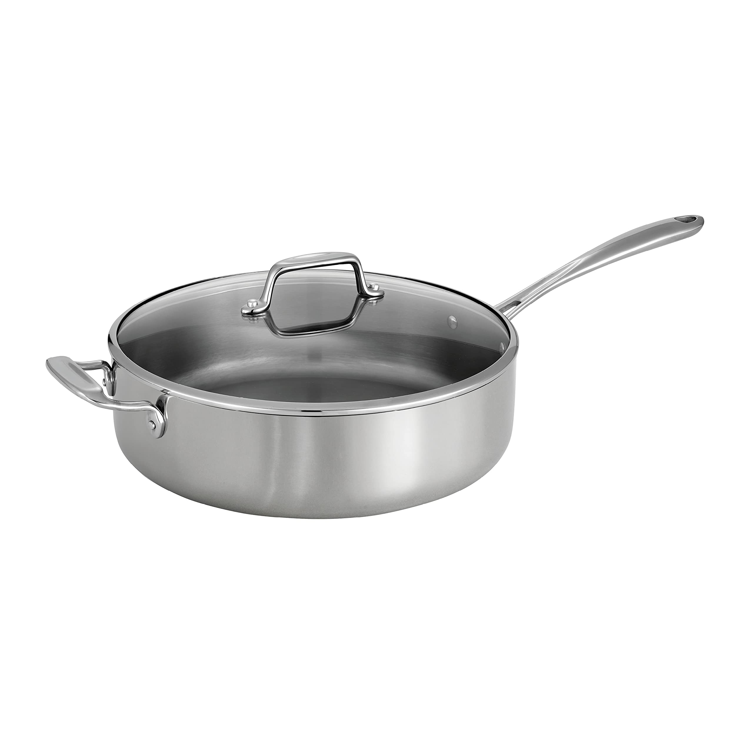 Tramontina Tri-Ply Clad Stainless Steel 6-Quart Saute Pan with Glass ...