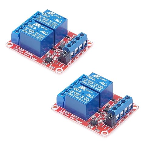 HiLetgo 2pcs DC 24V 2 Channel Relay Module with Isolated Optocoupler High and Low Level H/L ...