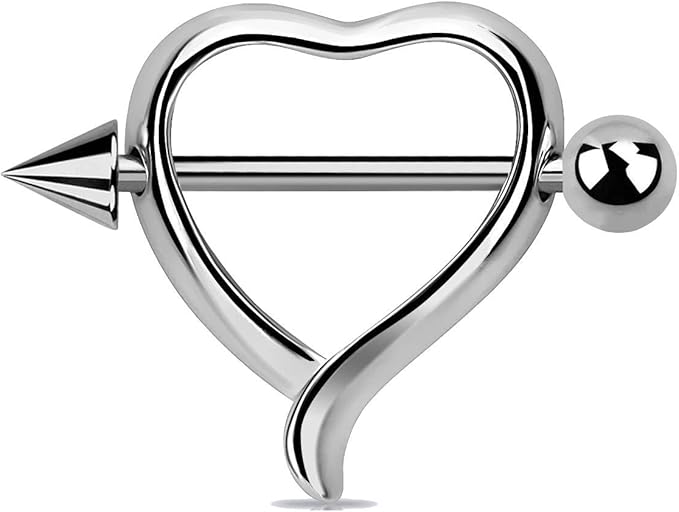Piercing per capezzolo in titanio a forma di cuore, argento, senza ...