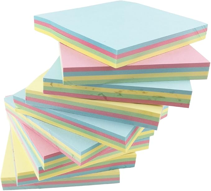 Amazon.com : Square Colorful Sticky Notes, 3 in x 3 in, 10 Pads/Pack ...