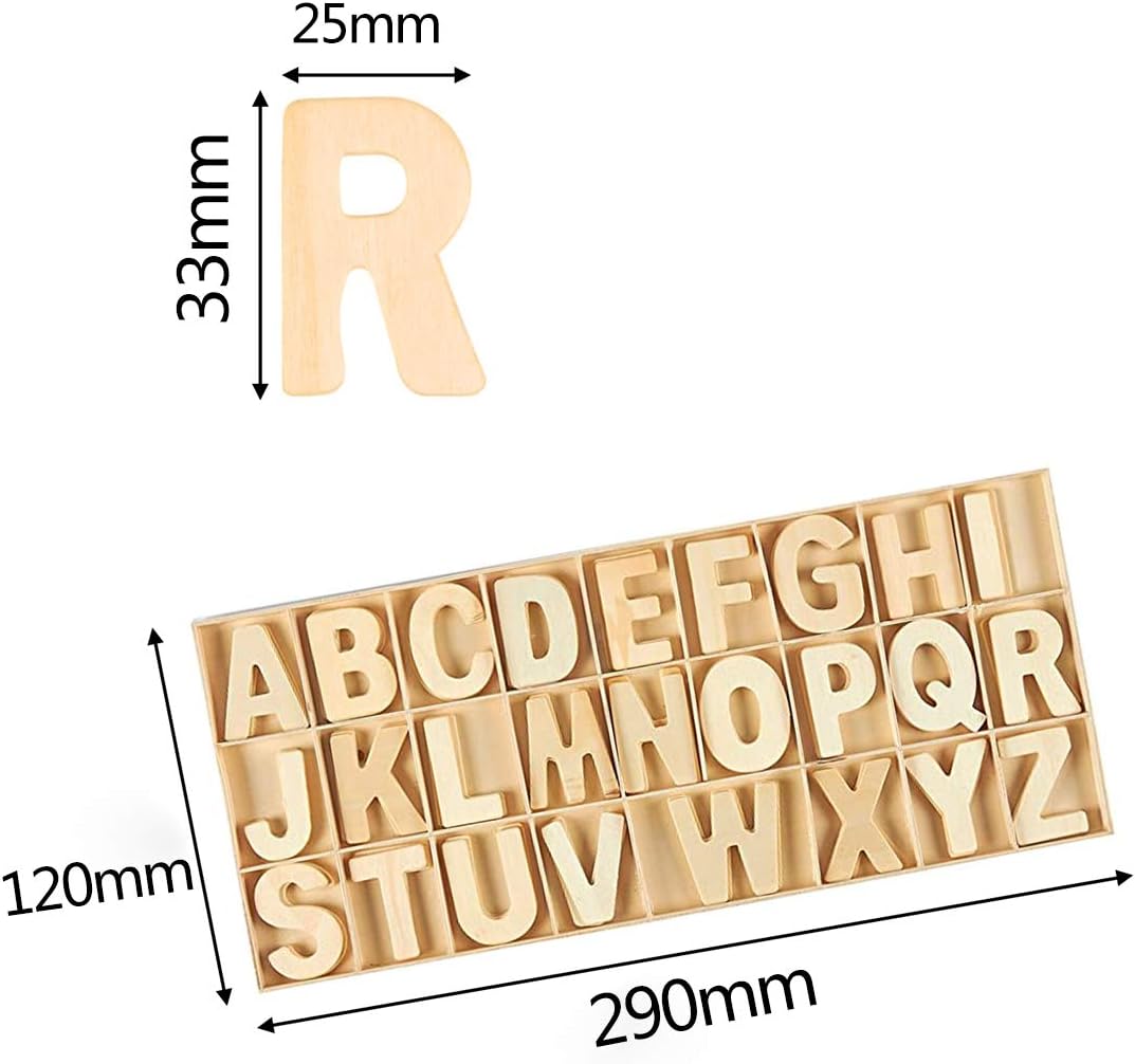 Wooden Capital Letters, 130 Pcs DIY Natural Wooden Alphabet Natural ...