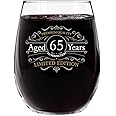 Amazon.com | DU VINO Vintage Edition 65th Birthday Stemless Wine Glass ...