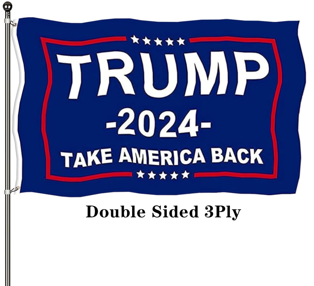 Trump 2024 Flag 3X5 Outdoor Double Sided- Blue Take America Back Donald ...