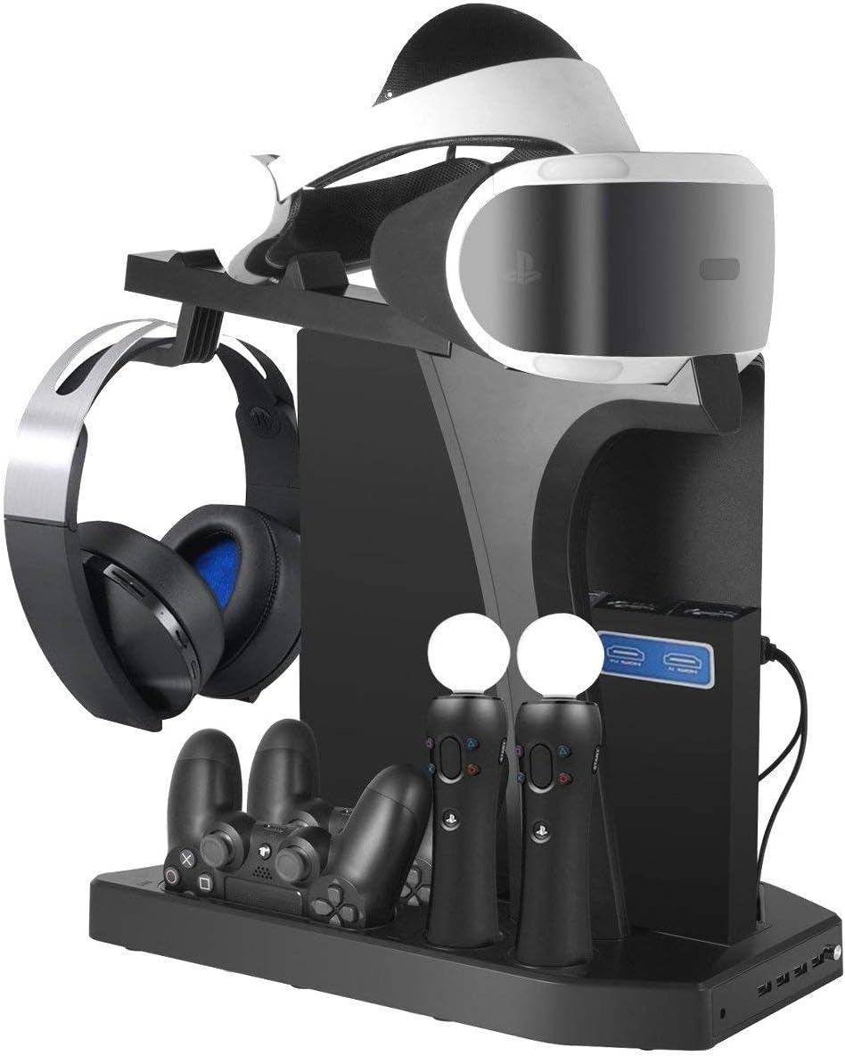 KJH PSVR Multifunction Vertical Stand For PS4,Slim,Pro,PSVR,PSVR2 ...