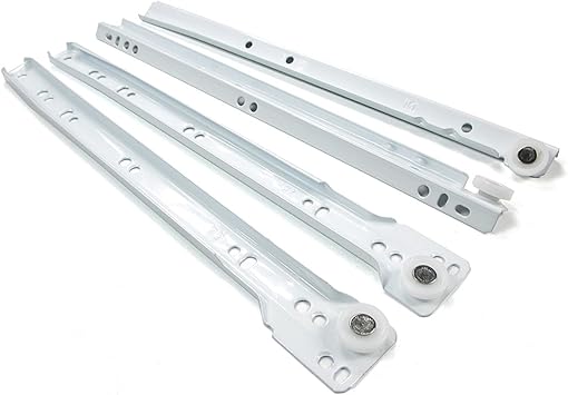 Roller Drawer Slides / Runners Bottom Fix Metal White Size 300mm ...