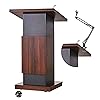 Portable Wooden Podium Stand with Locking Wheels and Adjustable ...
