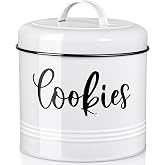 Amazon.com: Cookie Jar with Airtight Bamboo Lid - 6"W x 6"D x 8"H White ...