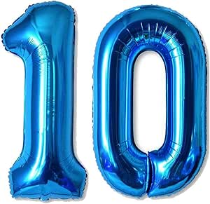 Amazon.com: EMAAN 42 inch Blue Jumbo 10 Number Balloons Big Foil Mylar ...