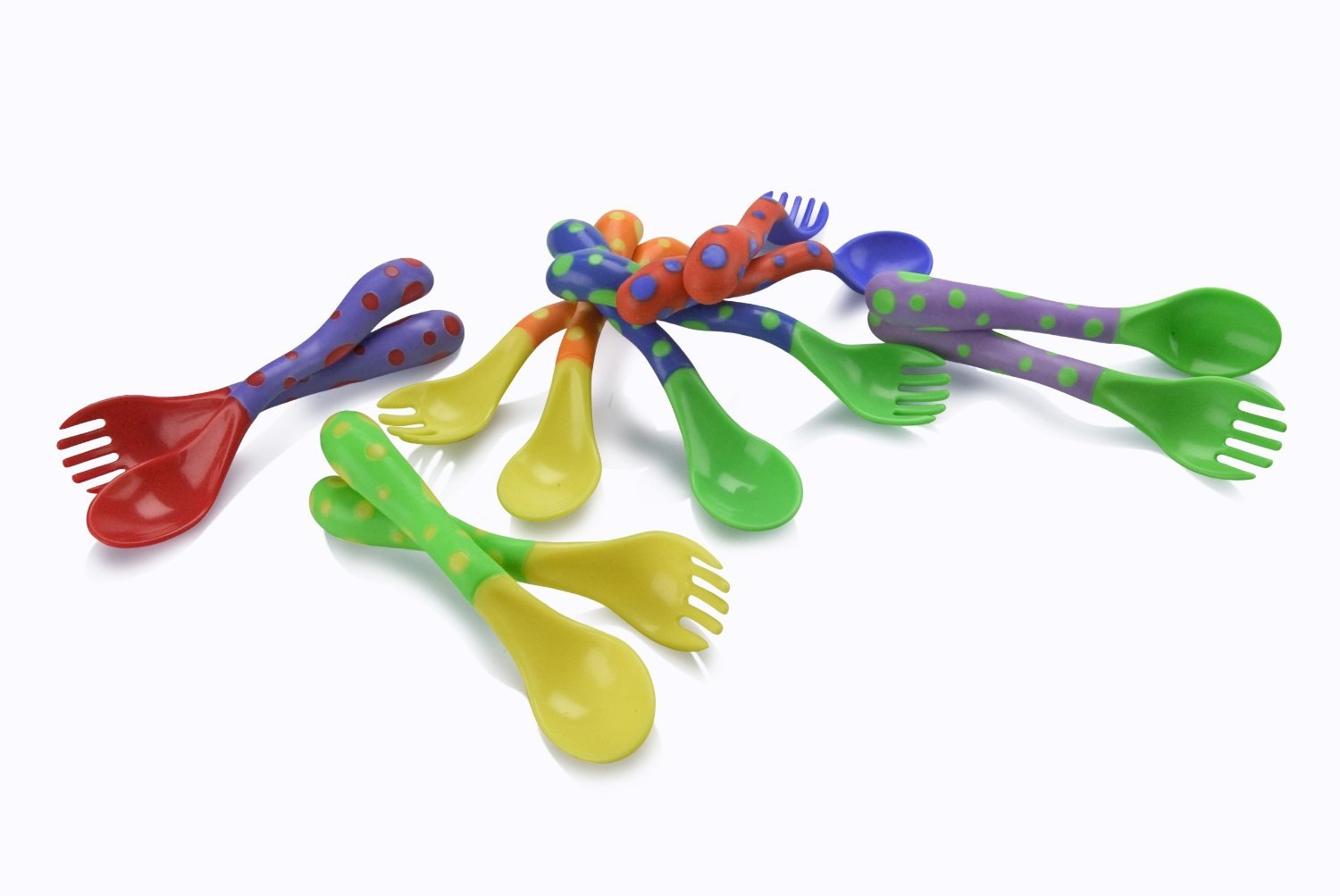 Amazon.com : Nuby Fun Feeding Spoons & Forks 2-Pack - red/green, one size : Baby Eating Utensils ...