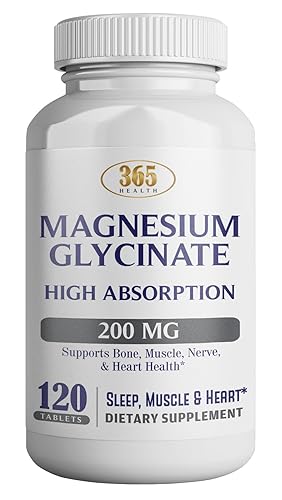 365 Health Magnesium Glycinate 200mg, High Absorption 120 Count ...