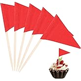 Amazon.com | Fisottey Red Cupcake Toppers Triangle Flags Mini Small ...