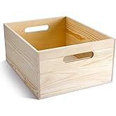 Amazon.com: Menkxi Large Wooden Box, 20 x 14 x 7 Inches Unfinished ...