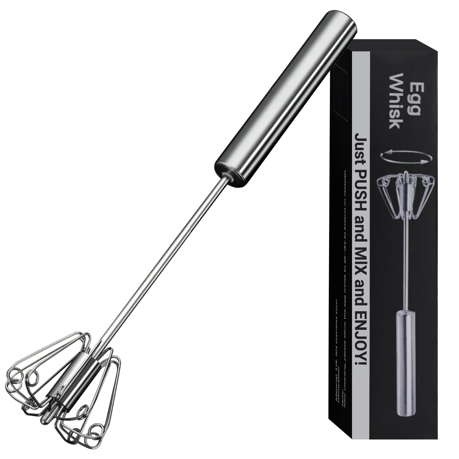 JLiup Egg Whisk,2025 Upgraded Stainless Steel Semi Automatic Whisk,Hand ...