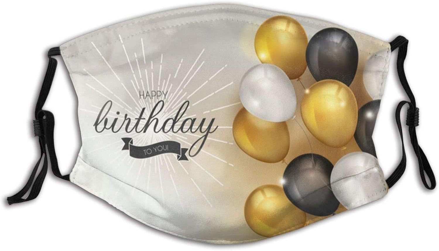 223 Colorful Balloons Happy Birthday Print Washable Face Mask with ...