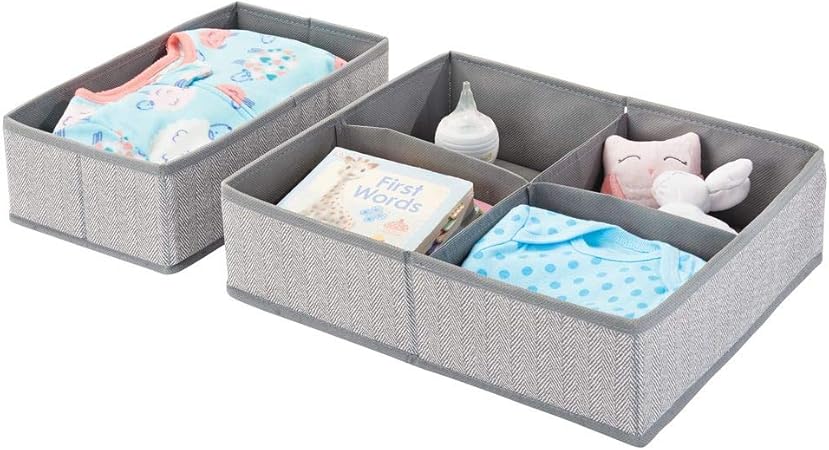 mDesign Set of 2 Children's Room Storage Boxes – Synthetic Fabric ...