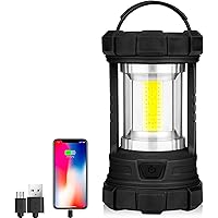 Amazon.com: LED Camping Lantern, COB Rechargeable Battery Lantern ...