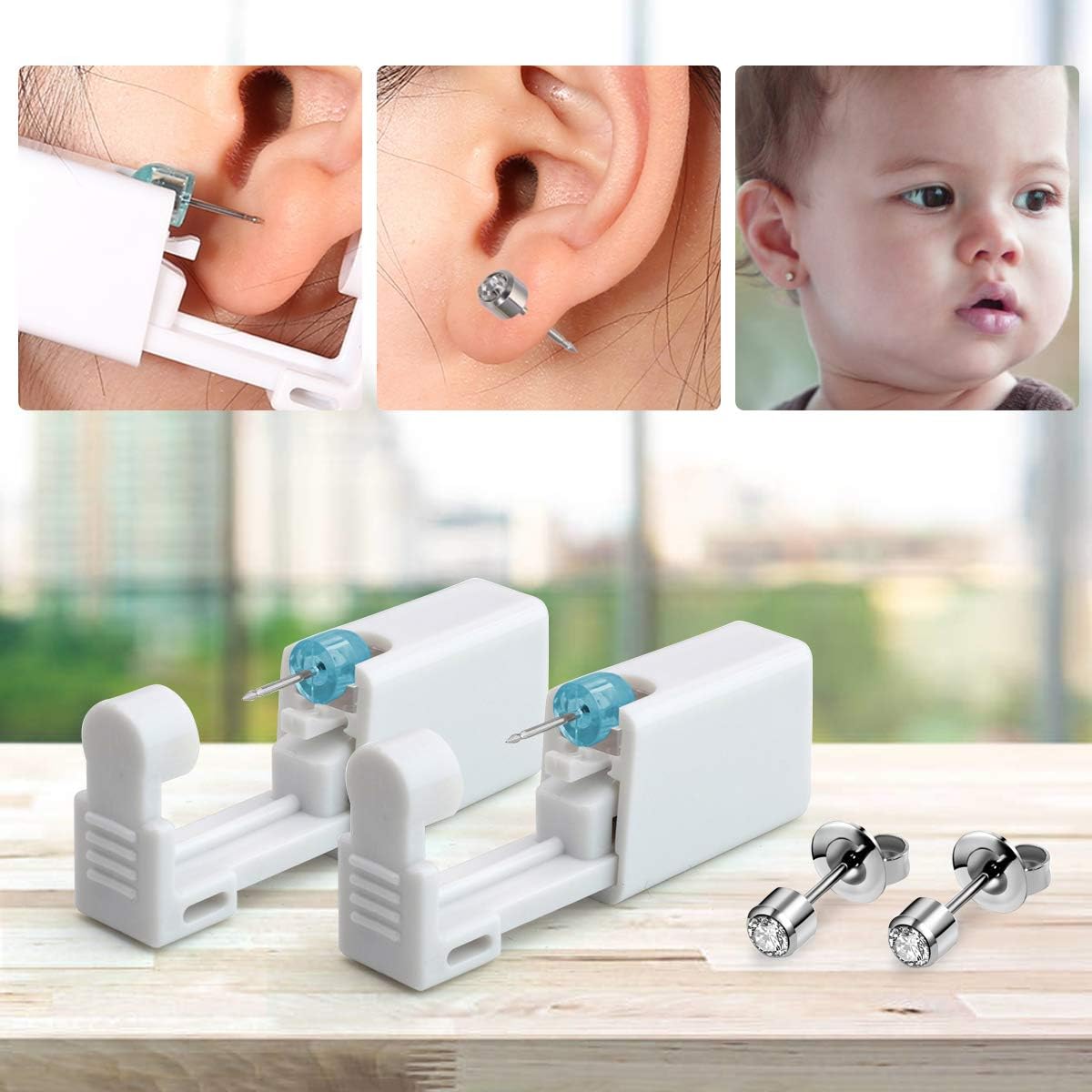 Vockvic 4 Pack Disposable Ear Piercing Gun, Portable Safety Self ...