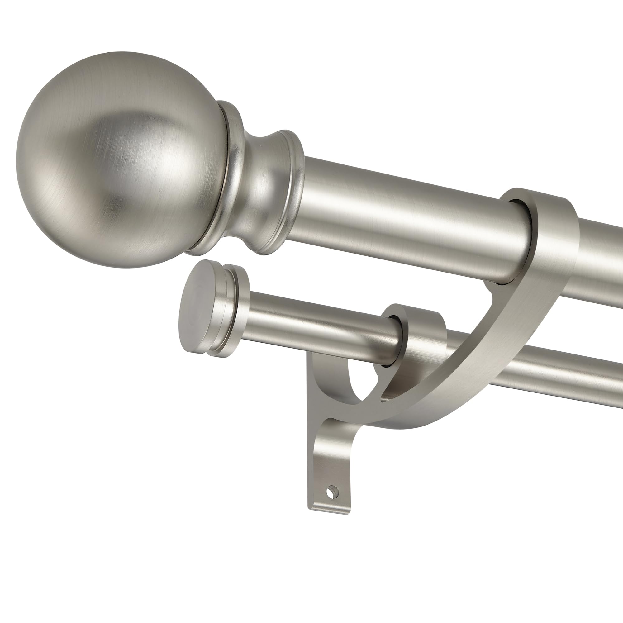 Lwiiom Double Curtain Rods with Aluminum Bouquet Brackets and Round ...