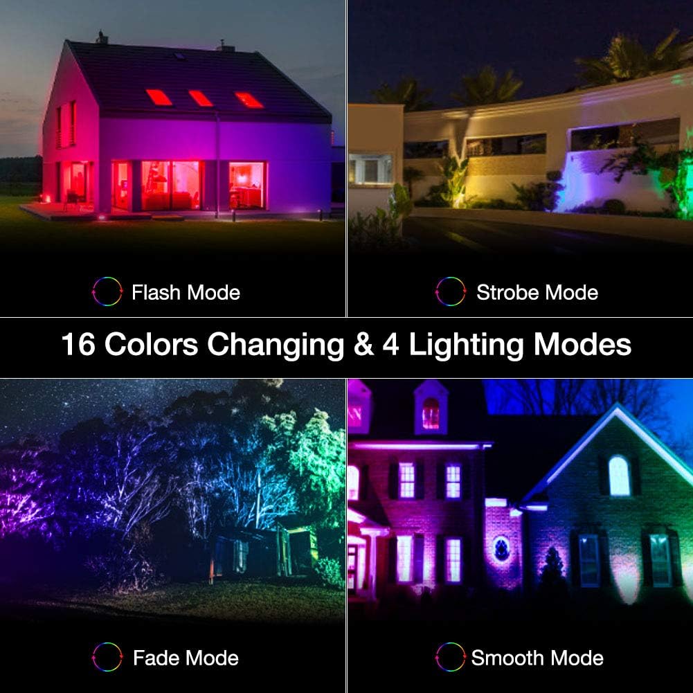 LED Floodlight Outdoor 50W, Lacyie Colorful Changing Flood Lights with ...
