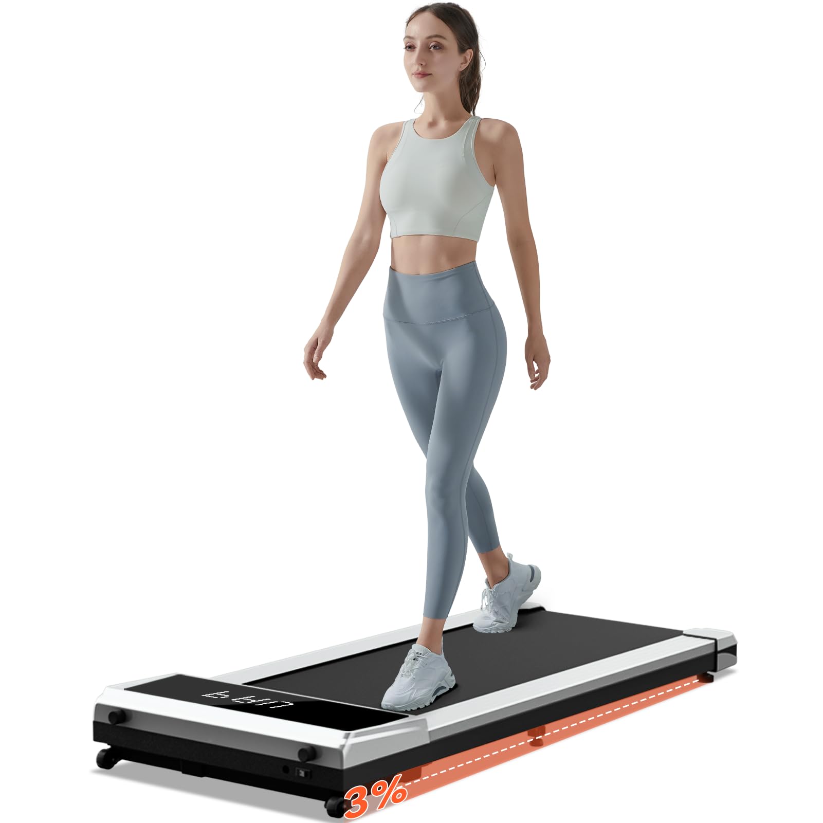 UMAY Walking Pad with Incline, Led Light Under Desk Treadmill for Home ...