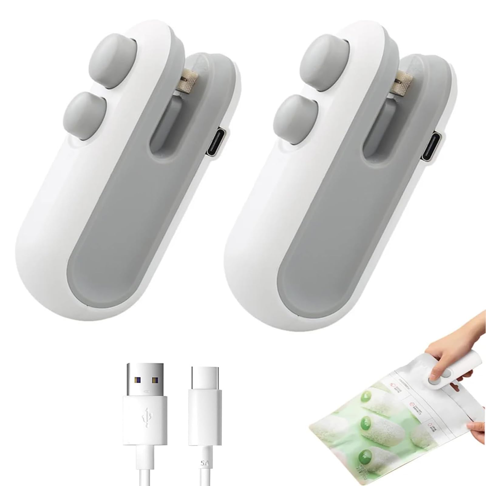 Mini Bag Sealer 2 Pack Bag Sealer with Cutter and Magnet 2 in 1 Mini ...