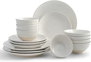 Amazon.com | Sango Siterra 16-Piece Stoneware Dinnerware Set with Round ...